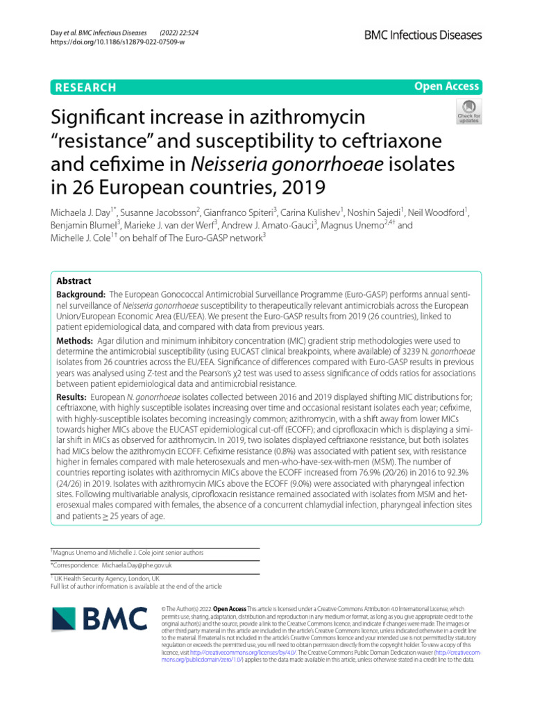 Significant Increase in Azithromycin "Resistance" and Susceptibility To ...