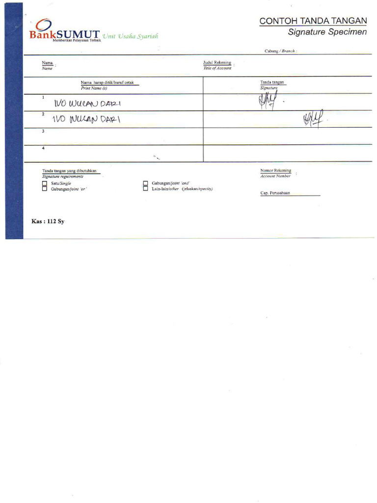 Contoh Pengisian Permohonan Pembukaan Rekening | PDF