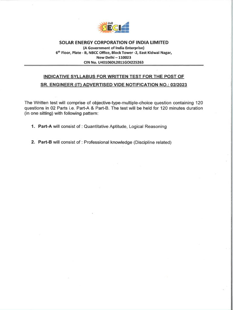 Syllabus-Sr - Engr (IT) (02-2023) | PDF