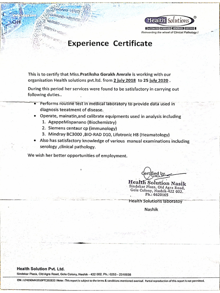 Experience Certificate New - Page 1 | PDF