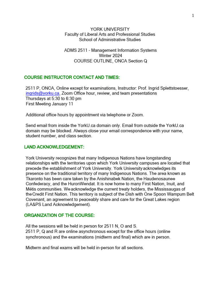 2511 Q Course Outline Effective January 28 2024 | PDF | Information ...