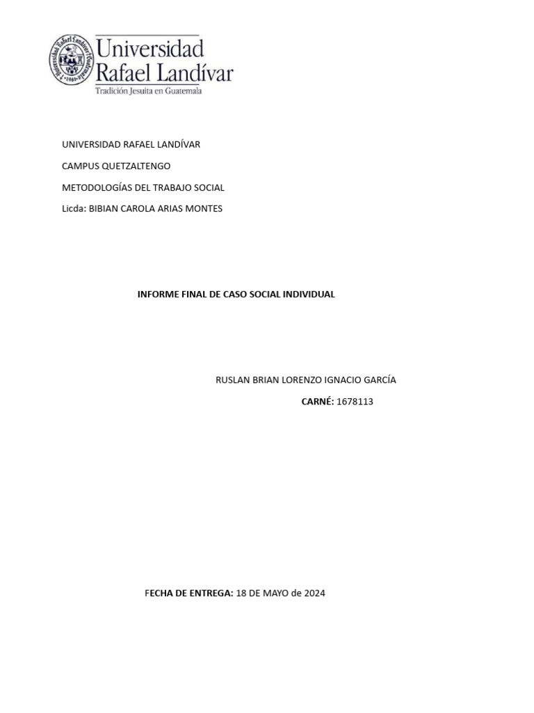 Plan de Atencion de Caso Snto Tomas | PDF | Trabajo Social | Adultos