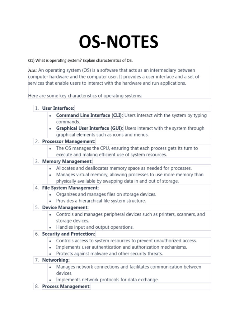 OS-Notes | PDF | Process (Computing) | Kernel (Operating System)