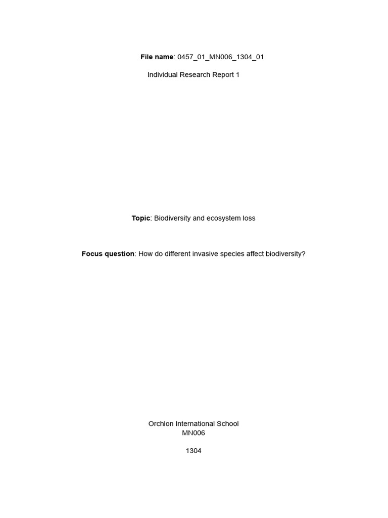 Global Perspectives Individual Research 2021 | PDF | Invasive Species ...