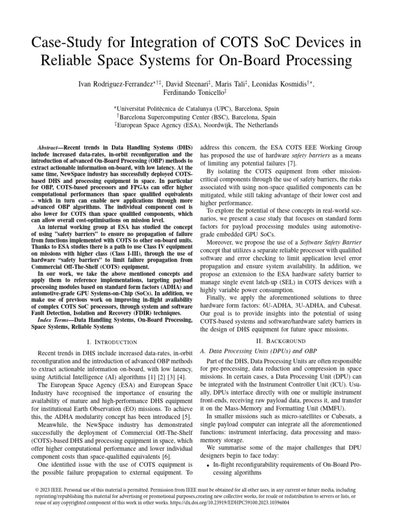 2023_Case-Study for Integration of COTS SoC Devices in Reliable Space ... 2023_Case-Study for Integration of COTS SoC Devices in Reliable Space ...
