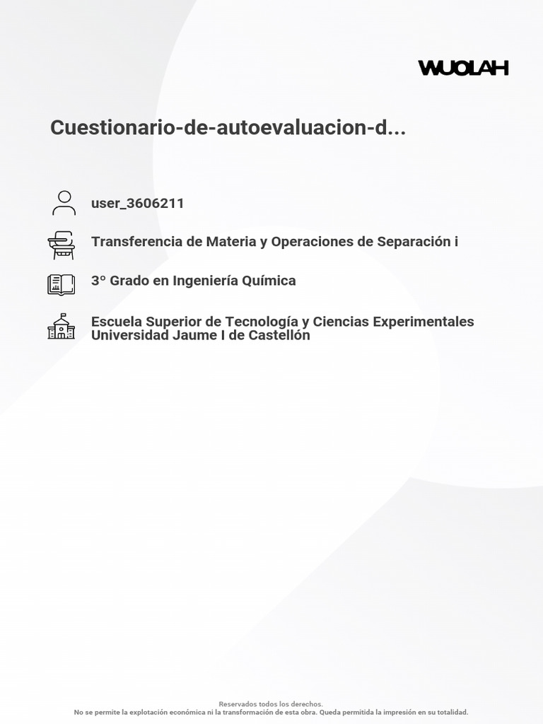 Autoevaluación: Ingeniería Química | PDF | Entropía | Calor