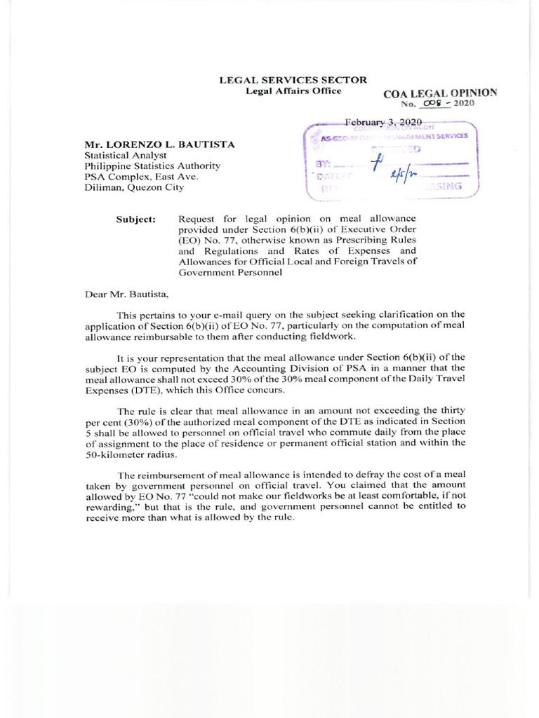 COA Legal Opinion 008-2020-1 | PDF