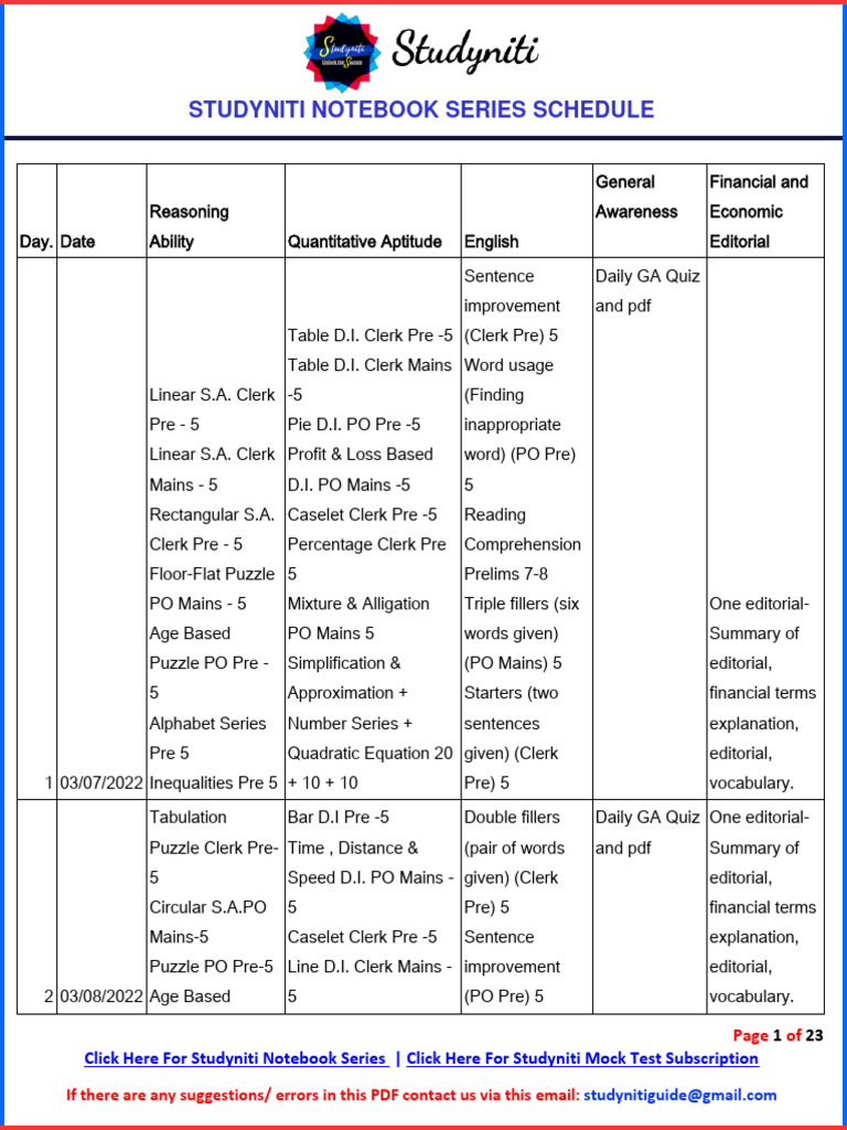 NOTEBOOK SERIES Schedule Studyniti | PDF | Linguistics