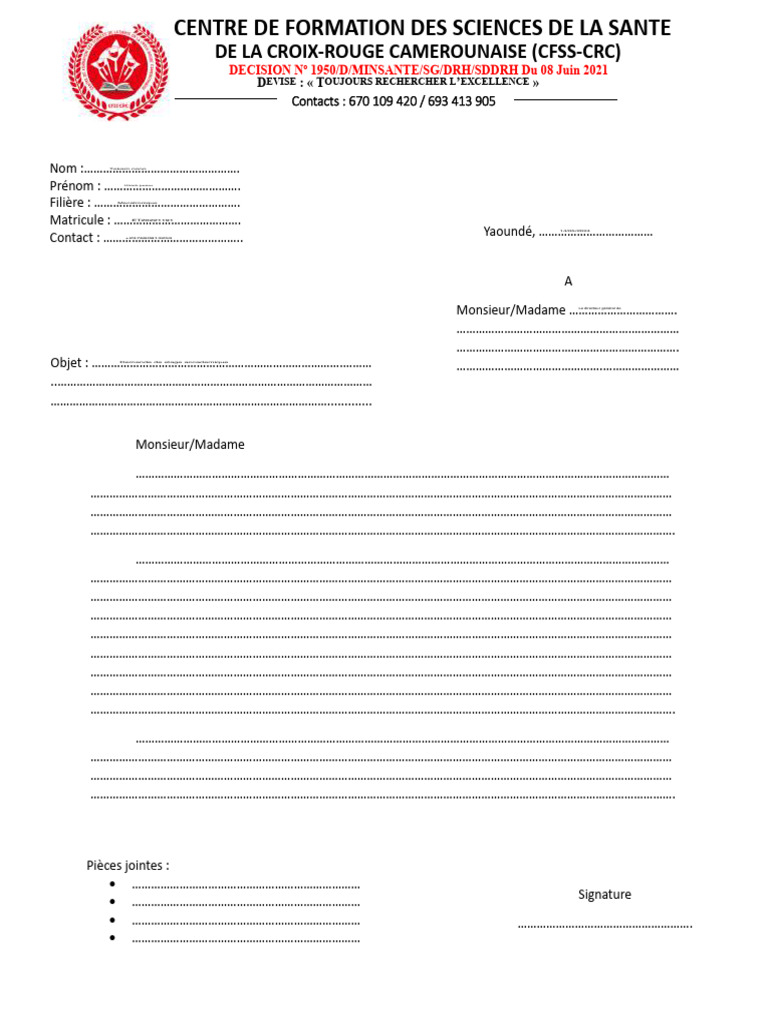 Formulaire Requete CFSS-CRC | PDF