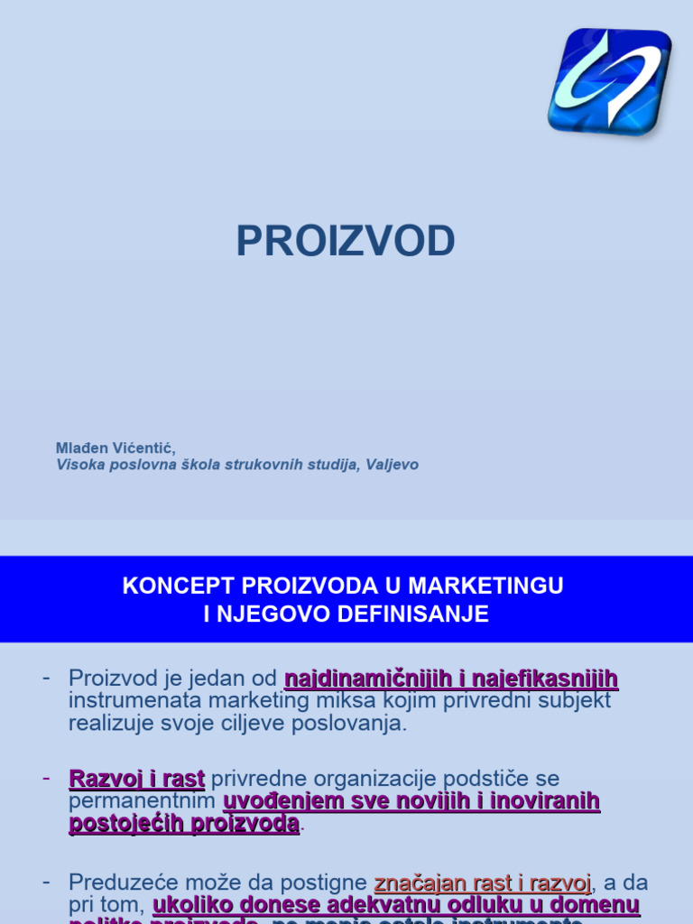 7 Predavanje - Proizvod | PDF