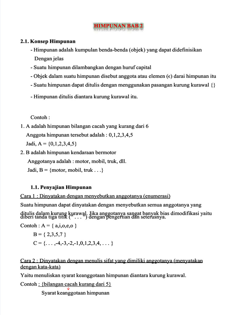 PDF Rangkuman Himpunan Kelas 7 - Compress | PDF