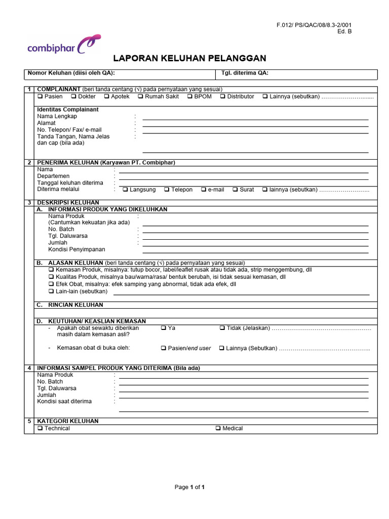 Laporan Keluhan Pelanggan | PDF