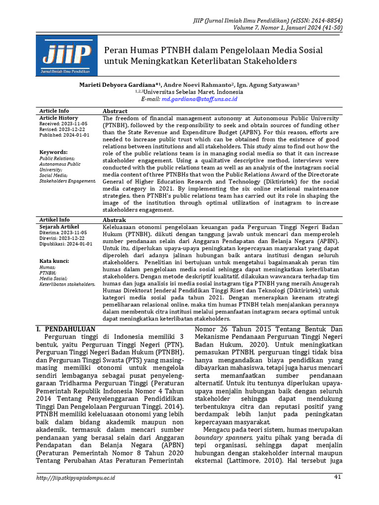 Peran Humas PTNBH Dalam Pengelolaan Media Sosial Untuk Meningkatkan ...