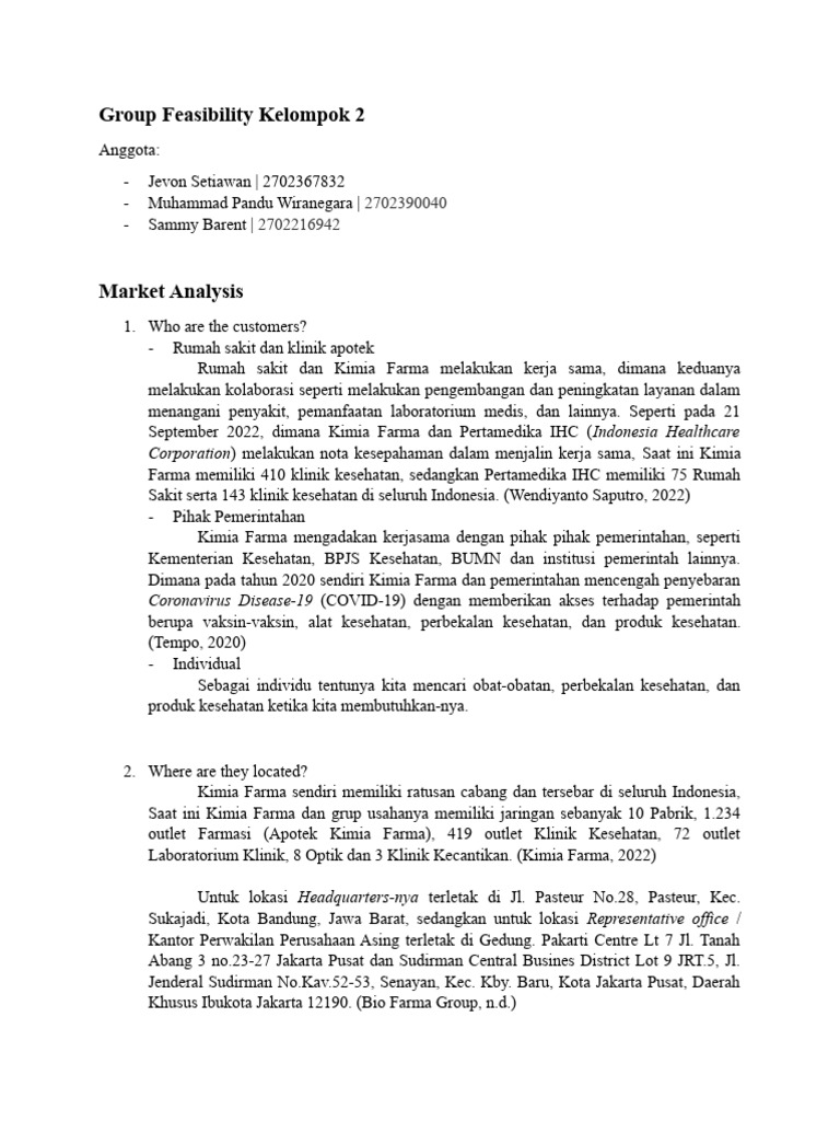 Feasibility Study - Assignment 1 | PDF | Bisnis