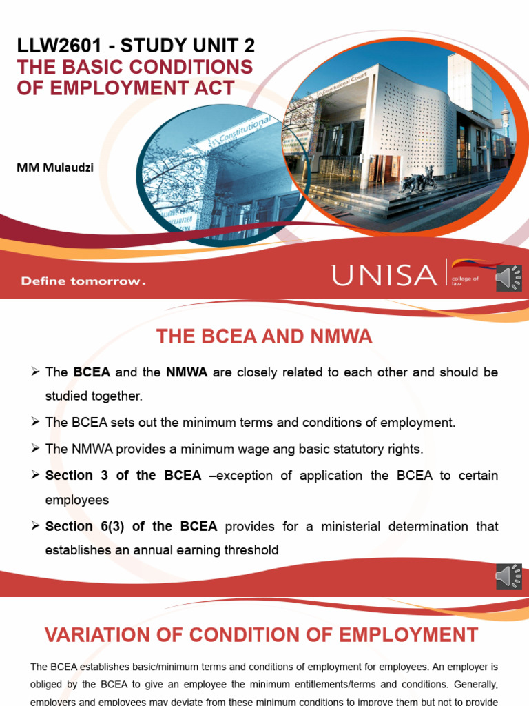 LLW2601 Study Unit 2 Powerpoint Lesson | PDF | Employment | Labour Law