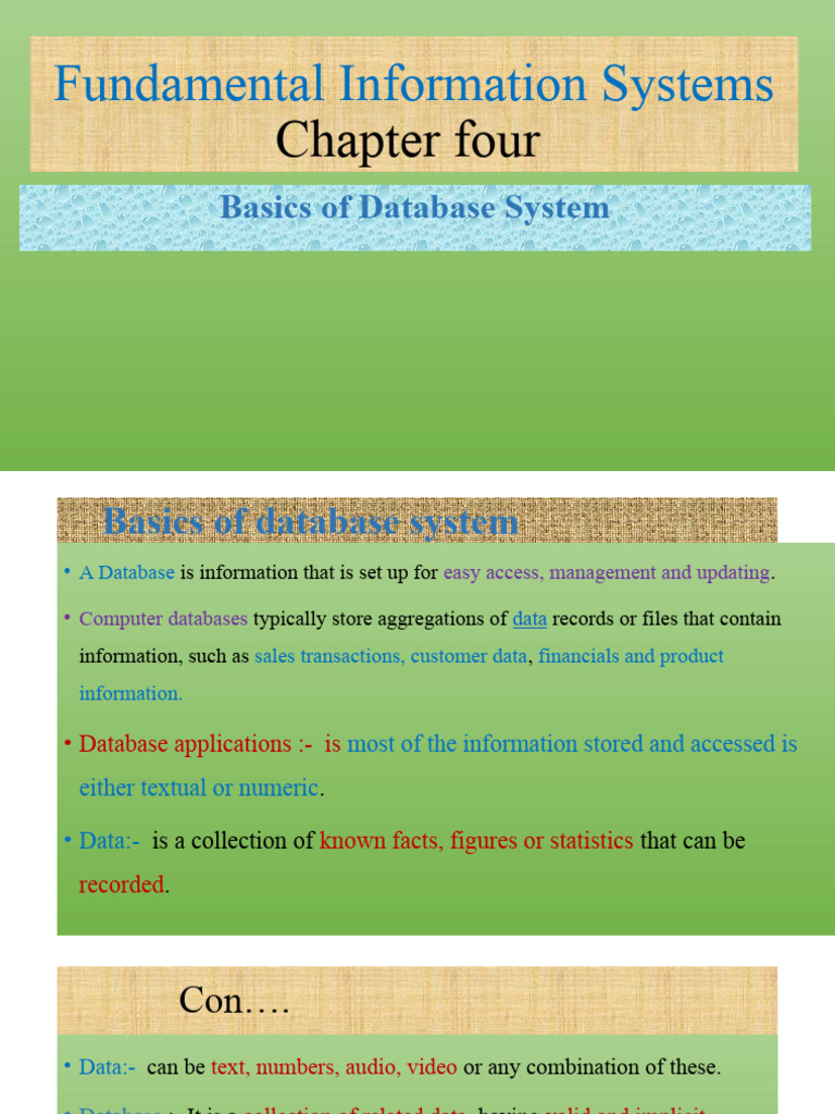 FIS Chapter Four | PDF | Databases | Database Transaction