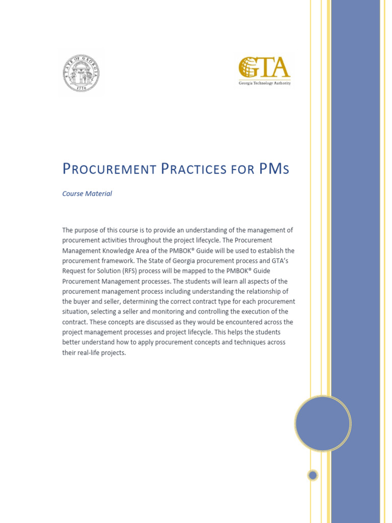 Procurement Practices For PMS - Course Material | PDF | Procurement ...