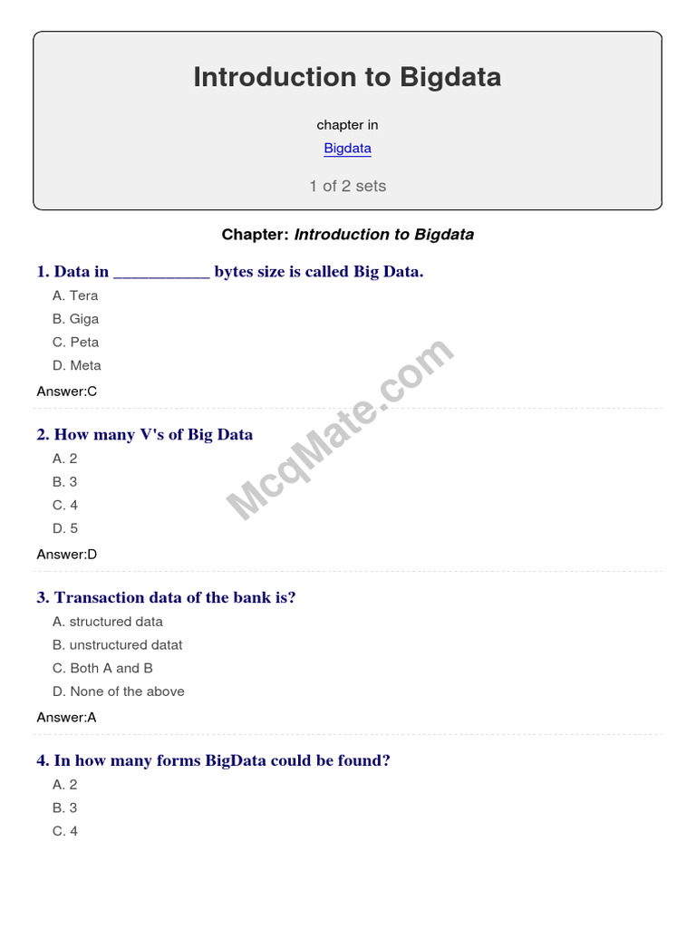 Bigdata-Bigdata (Set 1) | Download Free PDF | Big Data | Apache Hadoop Bigdata-Bigdata (Set 1) | Download Free PDF | Big Data | Apache Hadoop