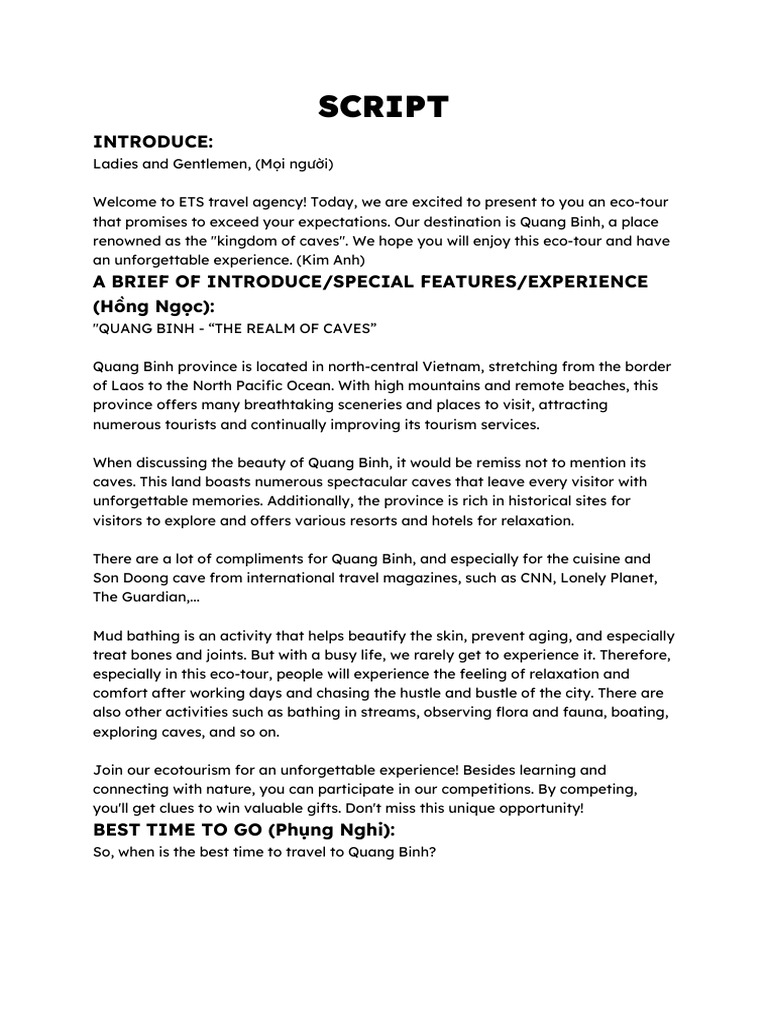 SCRIPT | PDF | Tourism