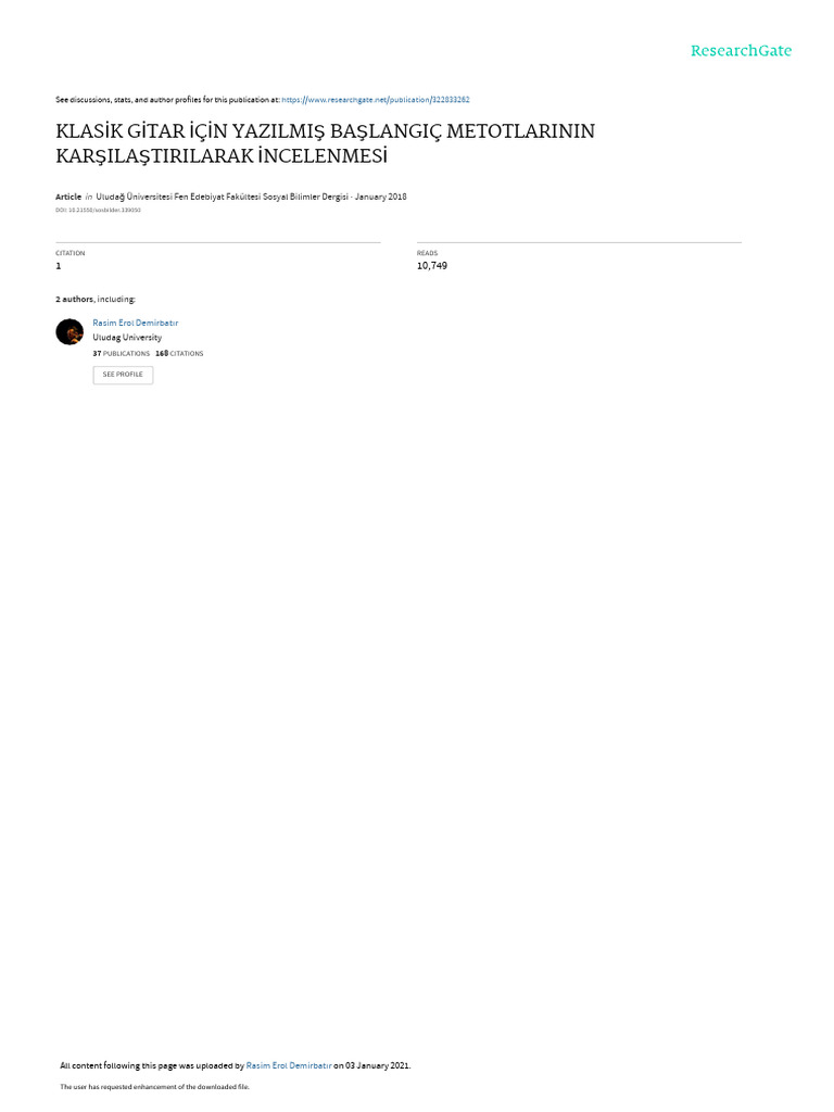 Klasik Gitar Icin Yazilmis Baslangic Metotlarinin | PDF