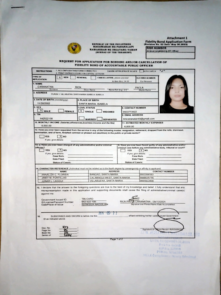 SK Chairman Bond Application | PDF | Postage Stamp