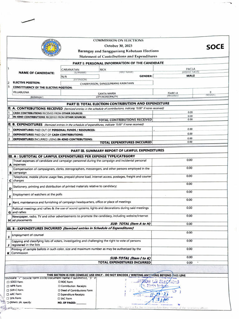 Soce Form | PDF | Expense | Accountability