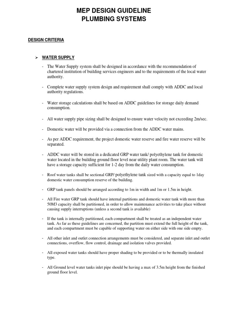 MEP Plumbing Design Guide | PDF | Storm Drain | Water Heating