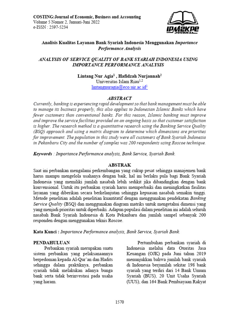 (IPA) Analisis Kualitas Layanan Bank Syariah Indonesia Menggunakan Importance Performance ...