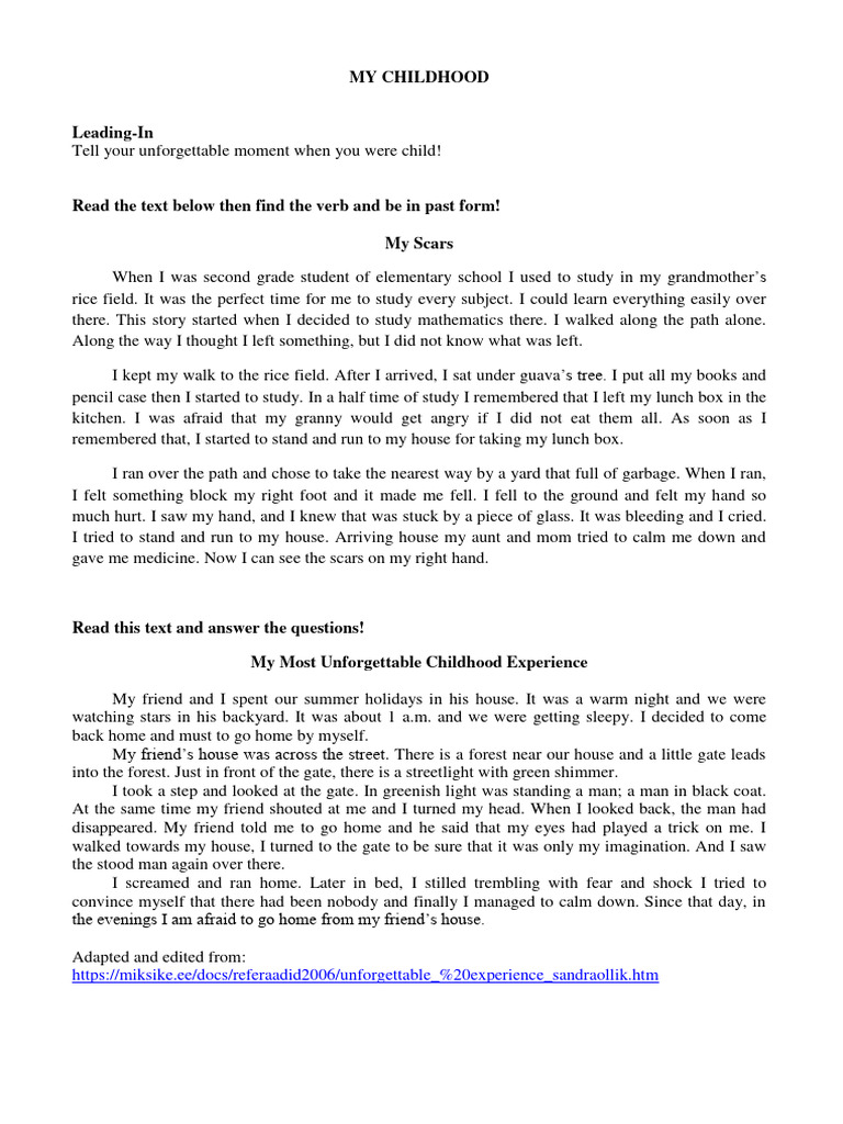 My Childhood | PDF | Noun | Grammatical Tense