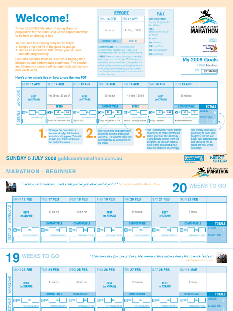 Beginner Marathon Training Plan | PDF
