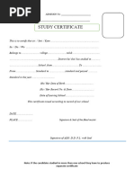 Study Certificate Format | PDF