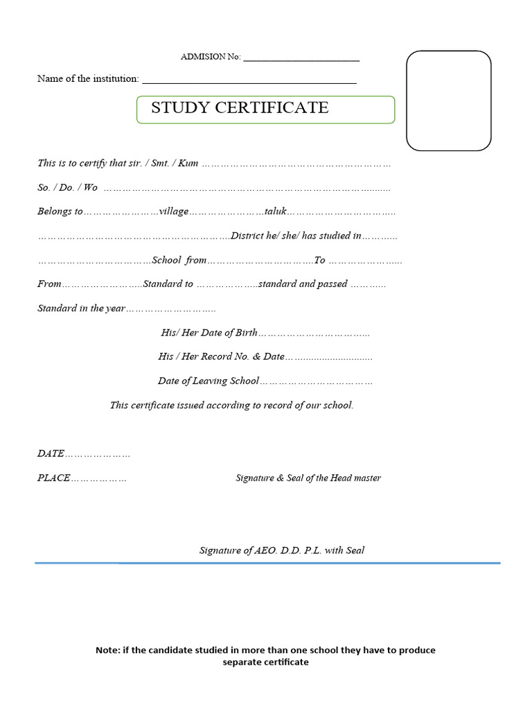 MY STUDY CERTIFICATE Formet | PDF