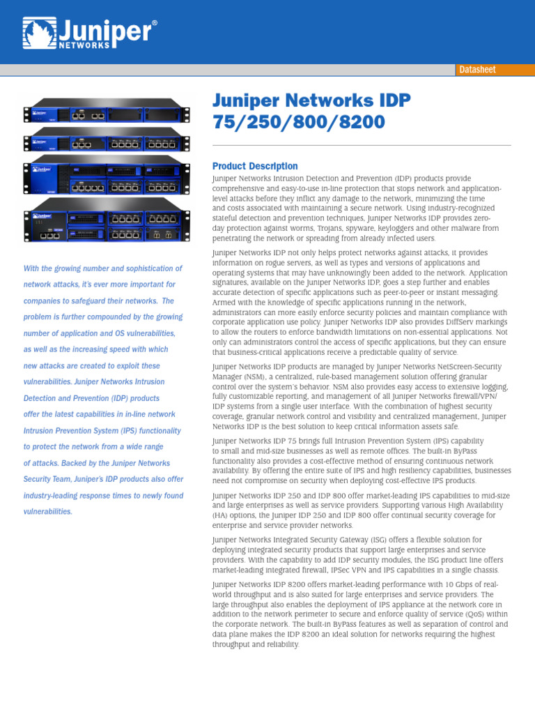 Juniper Networks IDP | Download Free PDF | Denial Of Service Attack | Computer Network