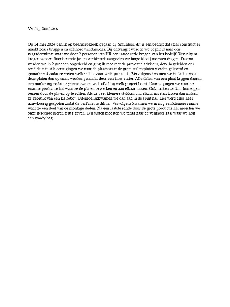 Verslag Smulders | PDF