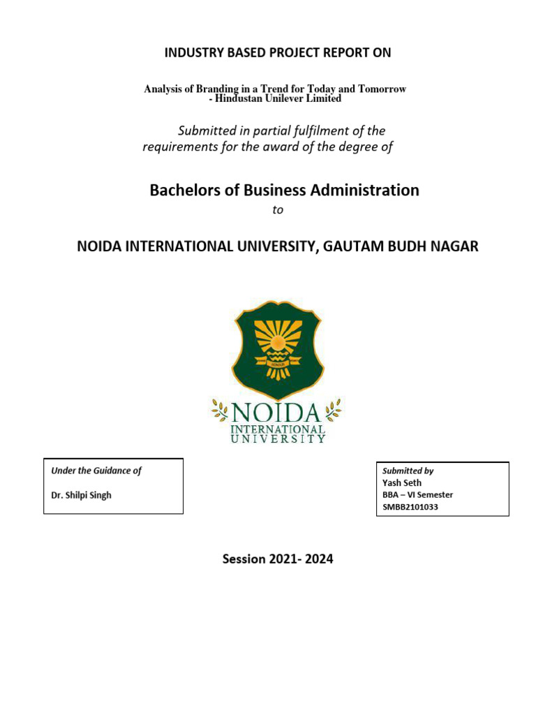 INDUSTRY BASED PROJECT REPORT Yash Seth | PDF | Corporate Social Responsibility | Brand