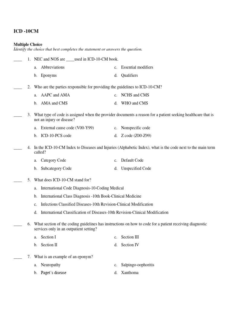 ICD Questions | PDF | Physical Examination | Clinical Medicine