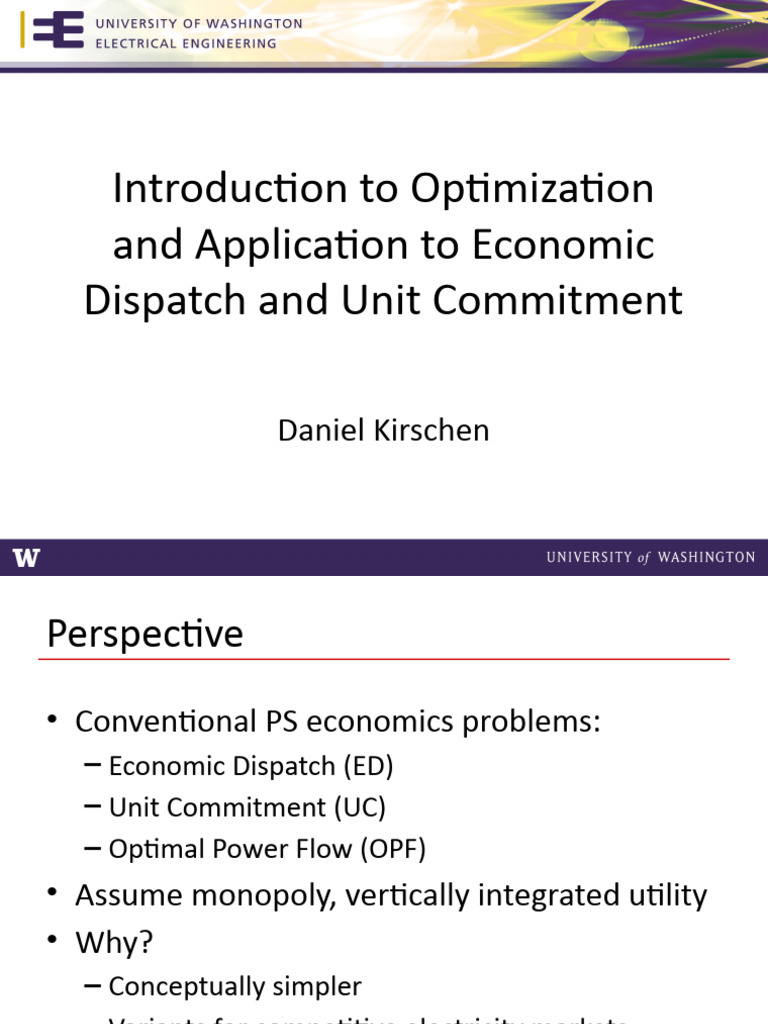 Introduction To Optimization and Application To Economic Dispatch and Unit Commitment | PDF ...