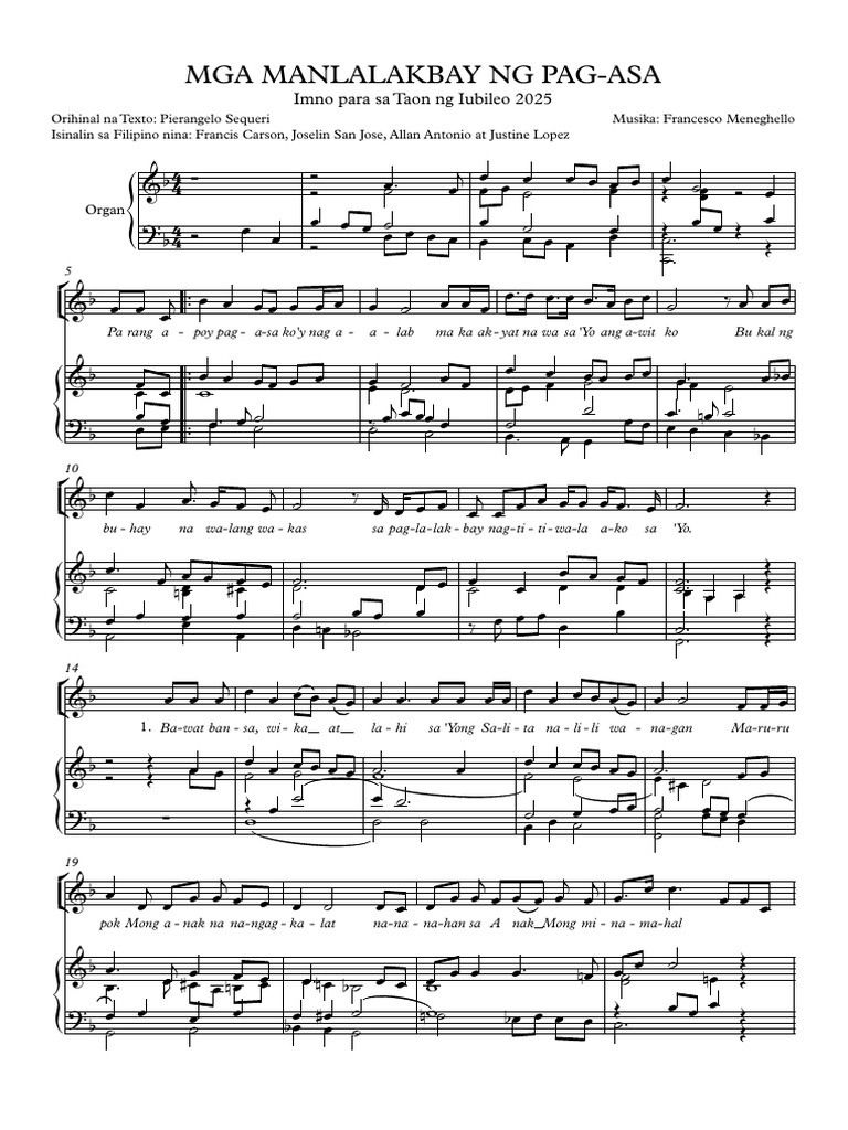 Mga Manlalakbay NG Pag Asa Imno para Sa Taon NG Iubileo 2025 | PDF