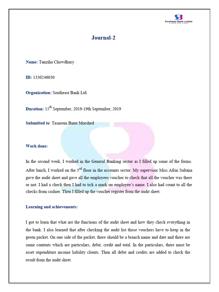 Banking Internship Experience Summary | PDF | Career & Growth | Business