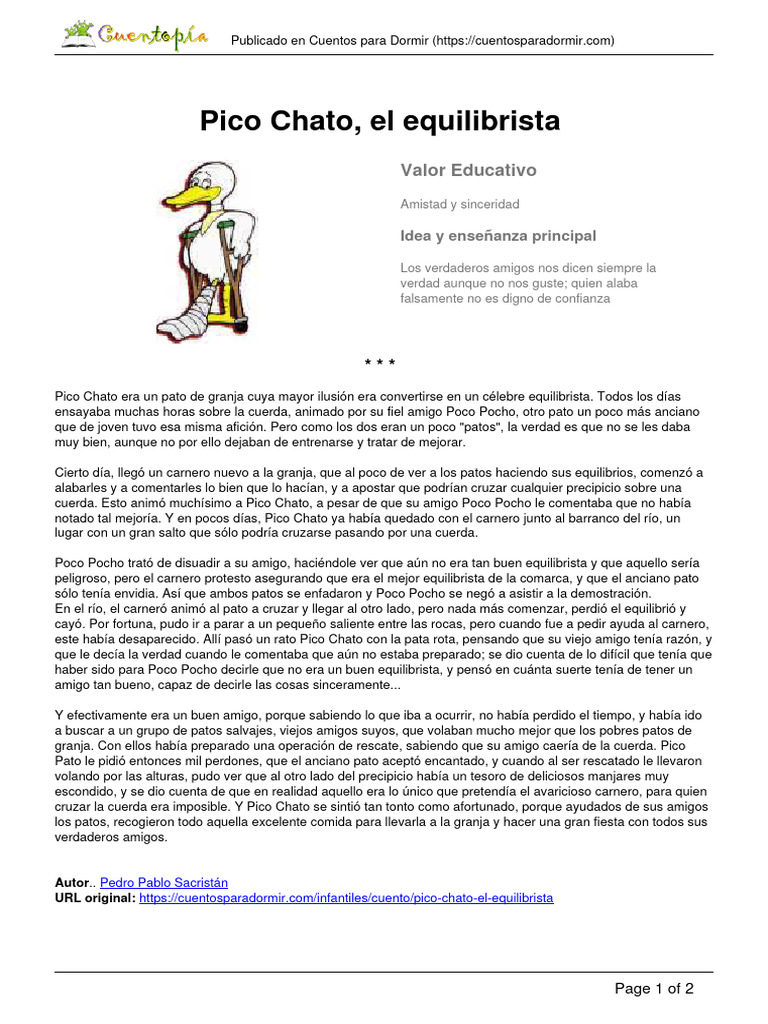 Pico Chato, el pato equilibrista | PDF