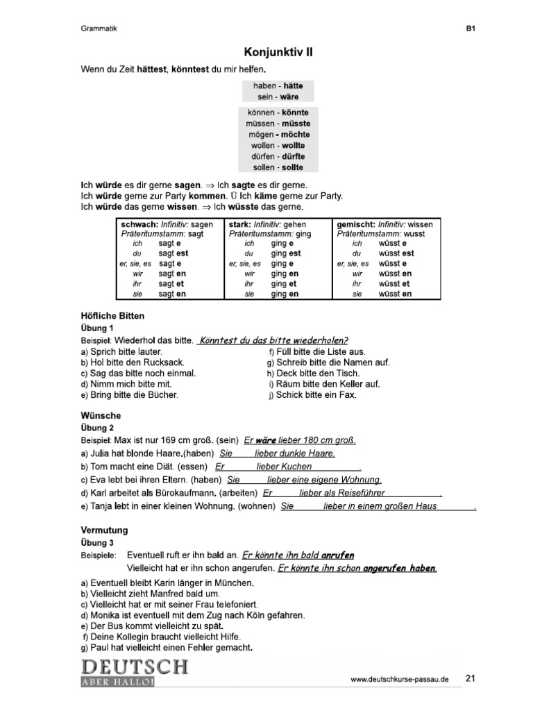 Konjunktiv II - 2 | PDF
