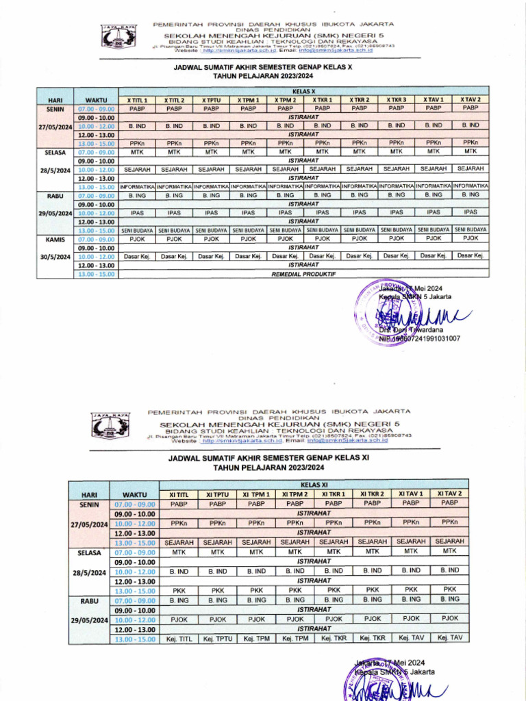 Jadwal Sas Genap 2024 | PDF