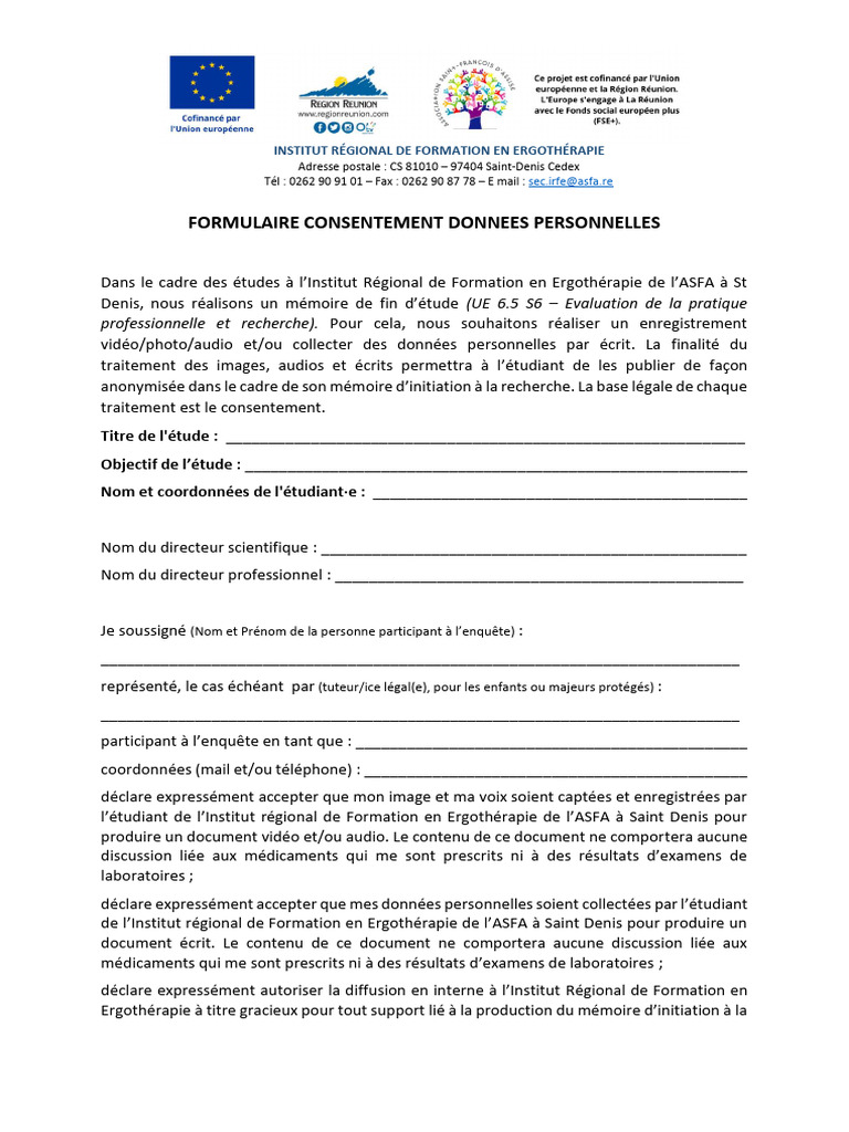 Formulaire de Consentement Étudiant | PDF
