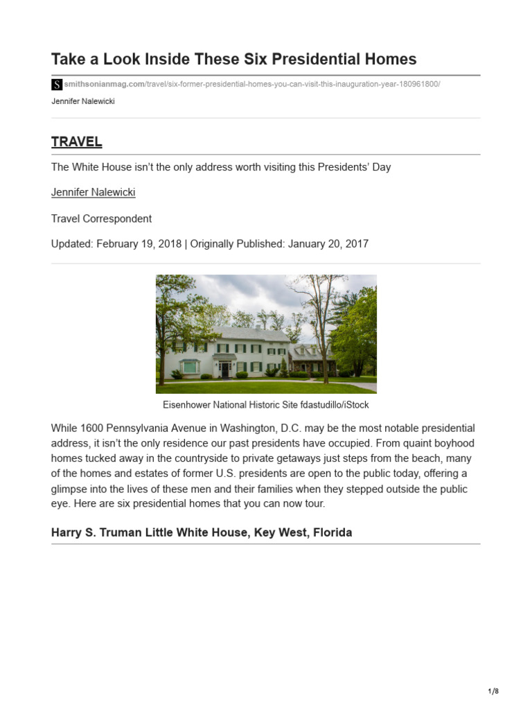 Take A Look Inside These Six Presidential Homes | PDF | Presidency Of ...