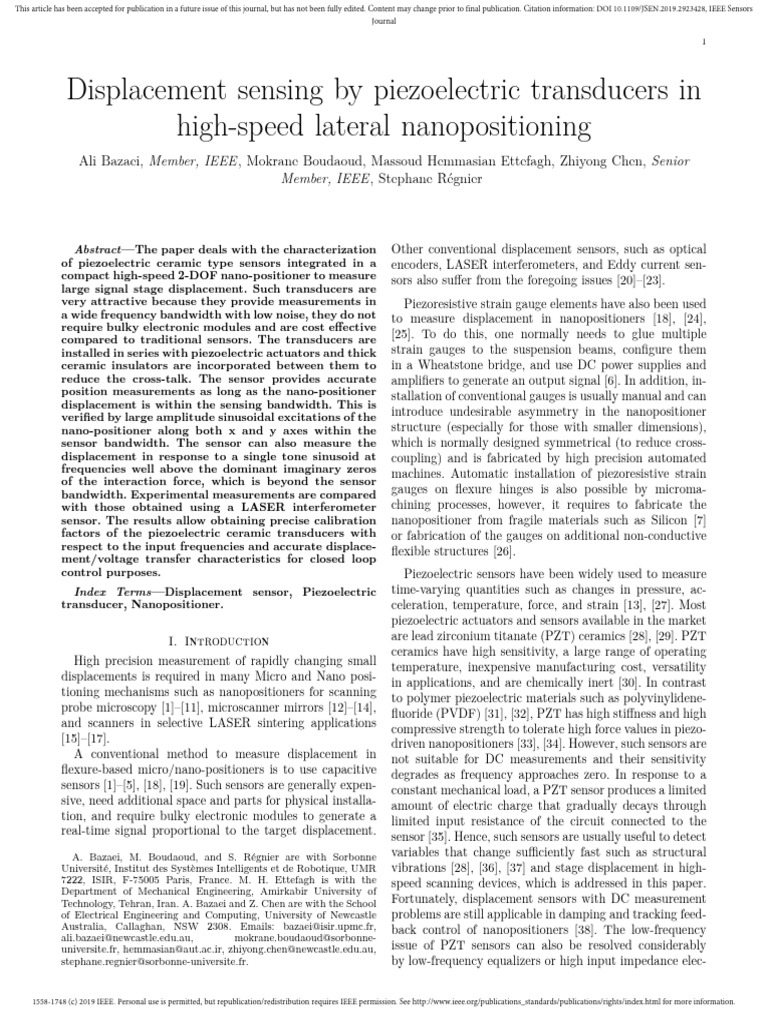 PZT Sensor | PDF | Piezoelectricity | Resonance