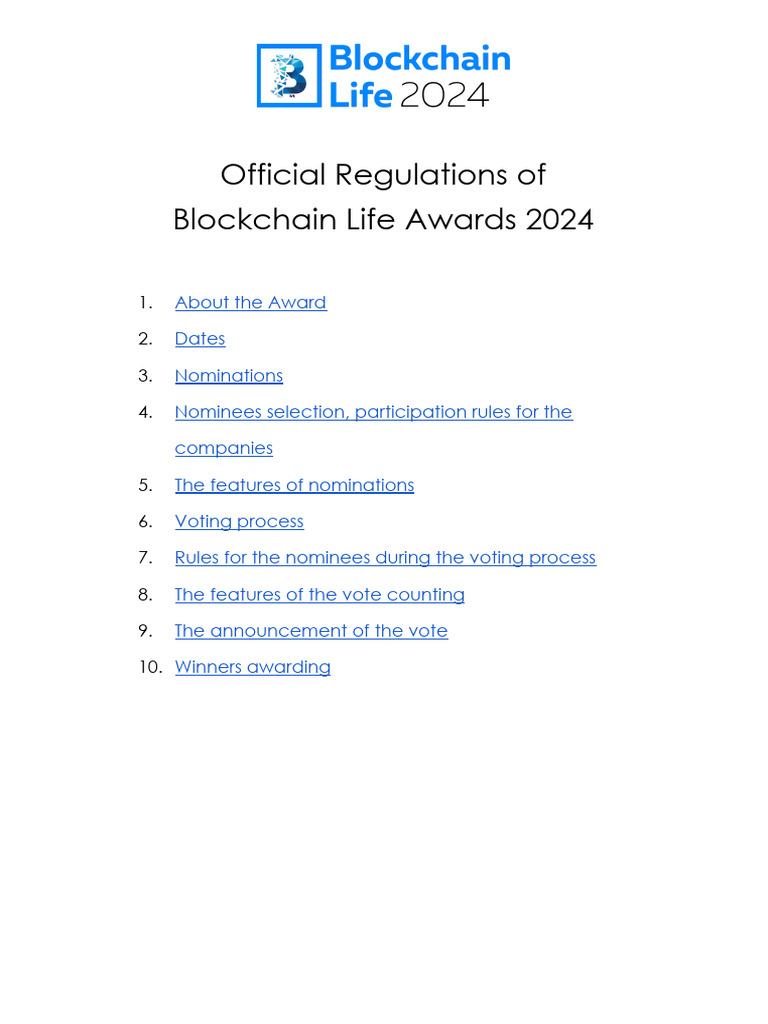 Regulations of Blockchain Life Awards 2024 1 | PDF | Cryptocurrency | Computing