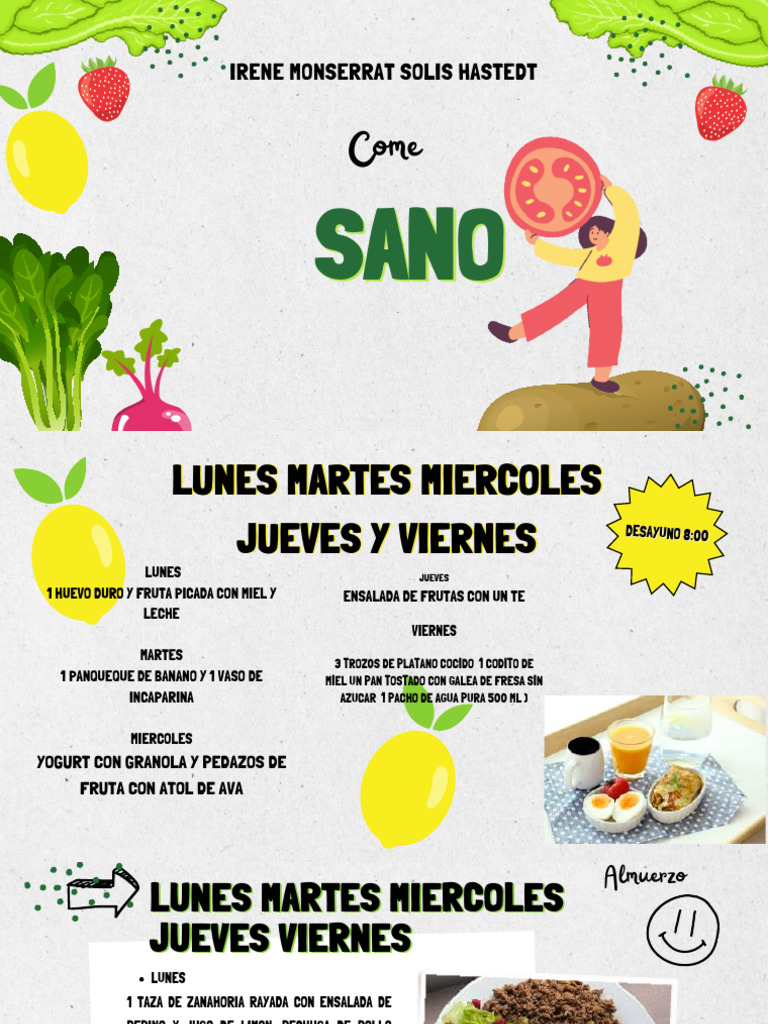 Menú Semanal de Desayunos Saludables | PDF