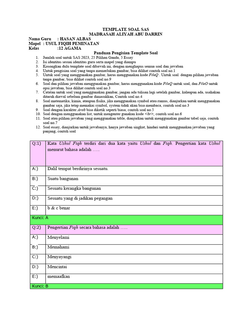 Soal Usul Fiqih Try Out Agama | PDF | Agama & Spiritualitas