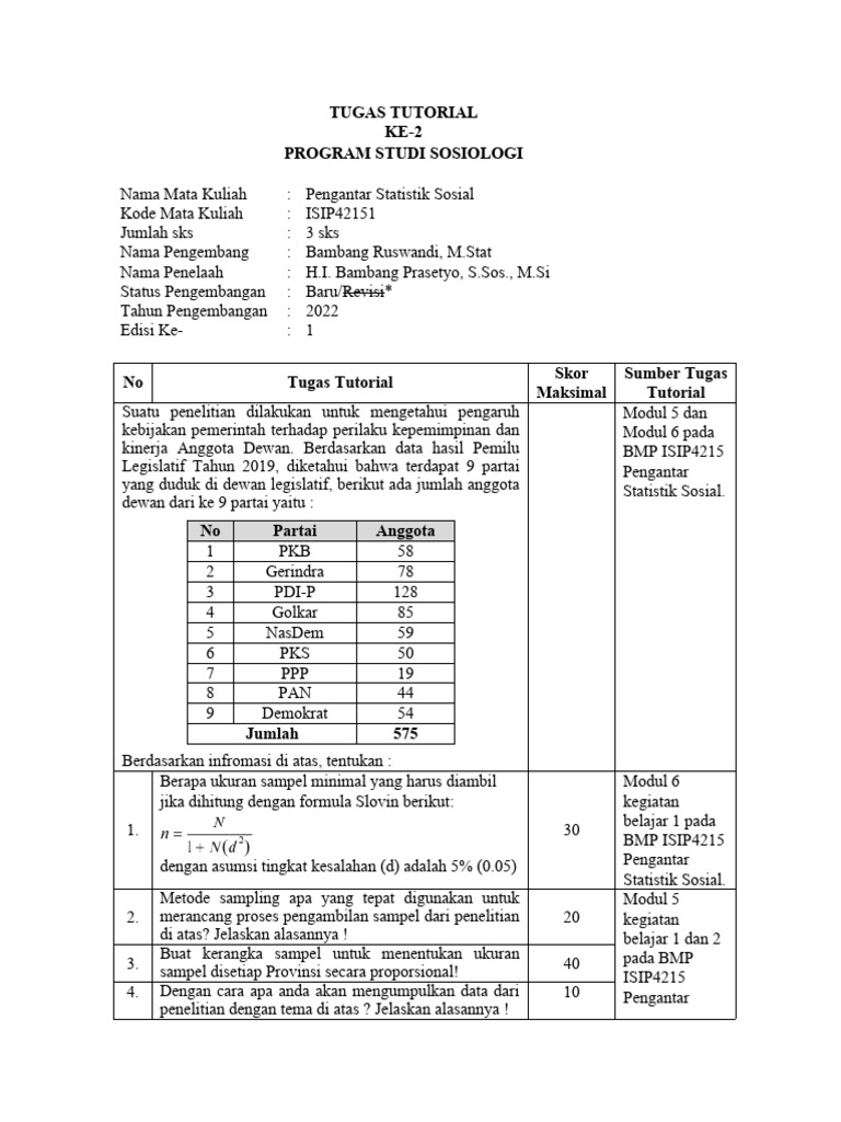 Pengantar Statistik Sosial: Tugas dan Metode Sampling | PDF