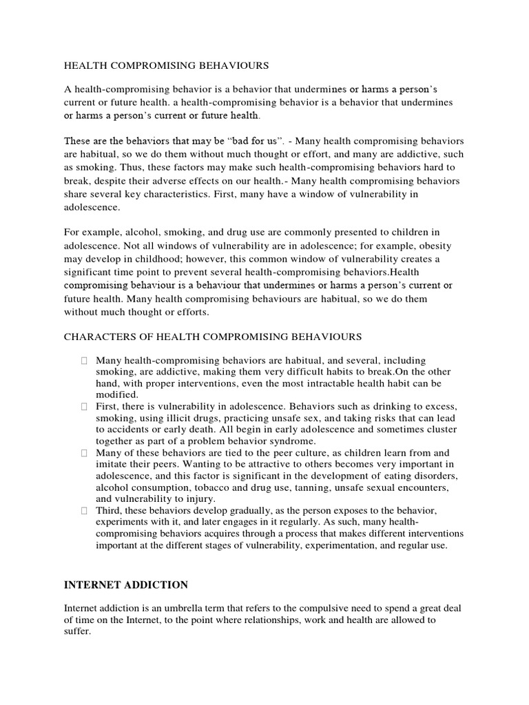 Health Compromising Behaviour | PDF | Drug Rehabilitation | Lung